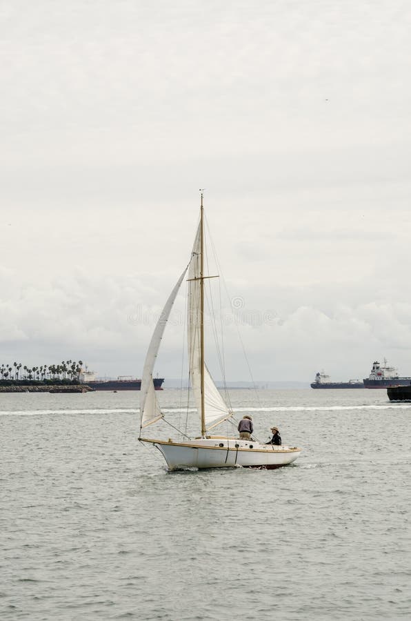 Sloop Sail Boat in Long Beach Harbor Editorial Photo - Image of sail ...