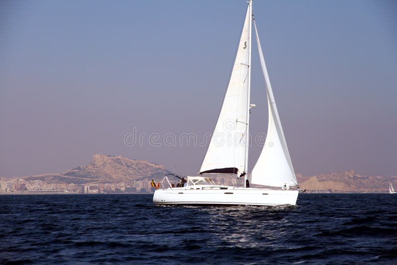 Sloop Sailboat on a Quiet Sea in Open Waters. Editorial Photography ...