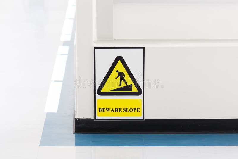 Slope Caution Board Information Stock Image - Image of information ...