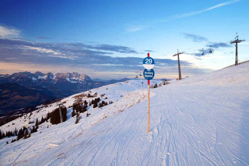 Slope on European Ski Resort Stock Photo - Image of difficulty, number ...