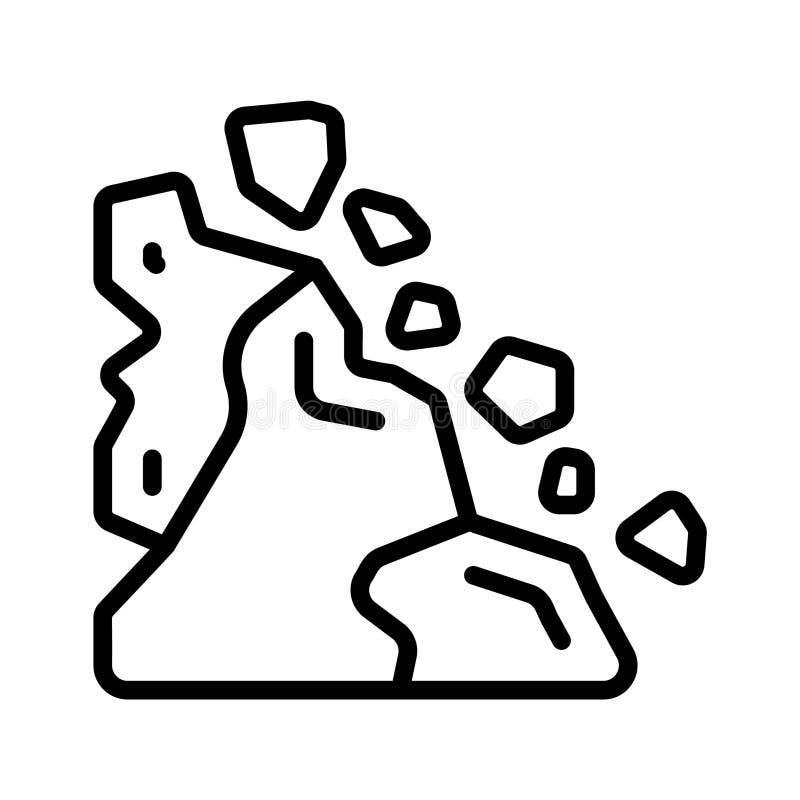 A Slope with Falling Rocks, Symbolizing Landslide Warnings Stock Vector ...
