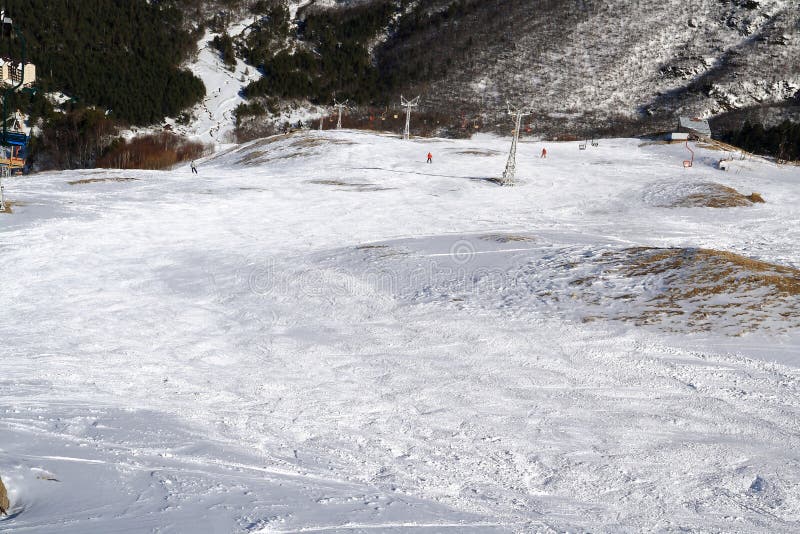On the Slope of Mount Cheget Stock Photo - Image of skiers, resort ...