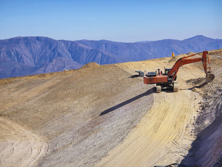 Slope Stabilization with Heavy Machinery, Platform Profiling Stock ...