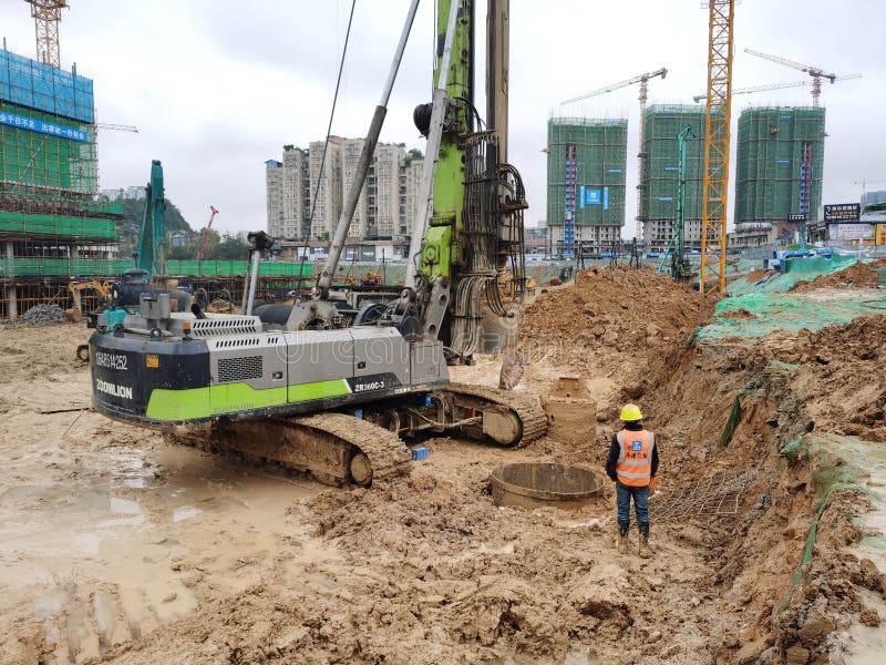 The Excavator Working in Construction Site Editorial Stock Photo ...