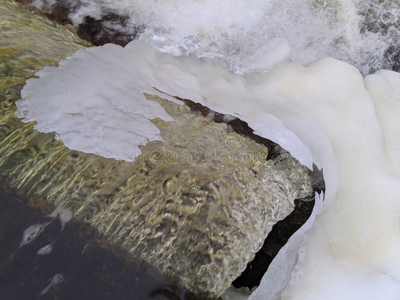 Slope of a Waterfall in Early Spring that Flows Under a Canopy of Ice ...