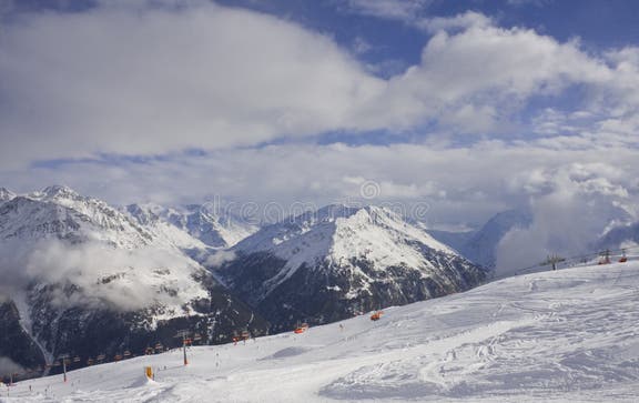 On the Slopes of Solden. Austria Stock Photo - Image of landscape ...