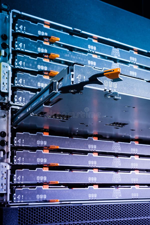 Slot for the Hard Drives is Sticking Out in the Server Room. Com Stock ...