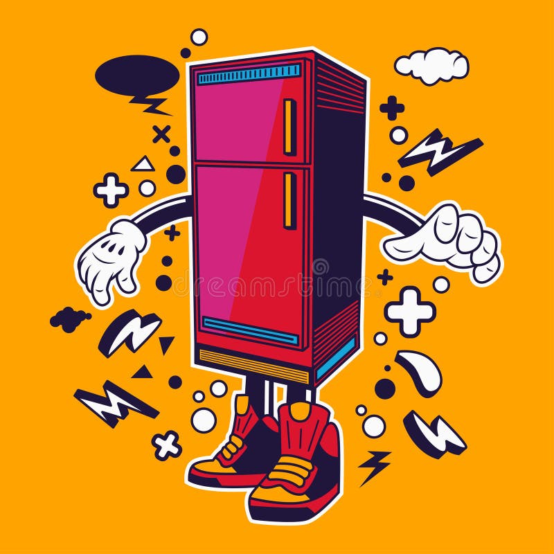 Fridge Cartoon Character Sticker Vector Stock Illustration Stock Vector ...