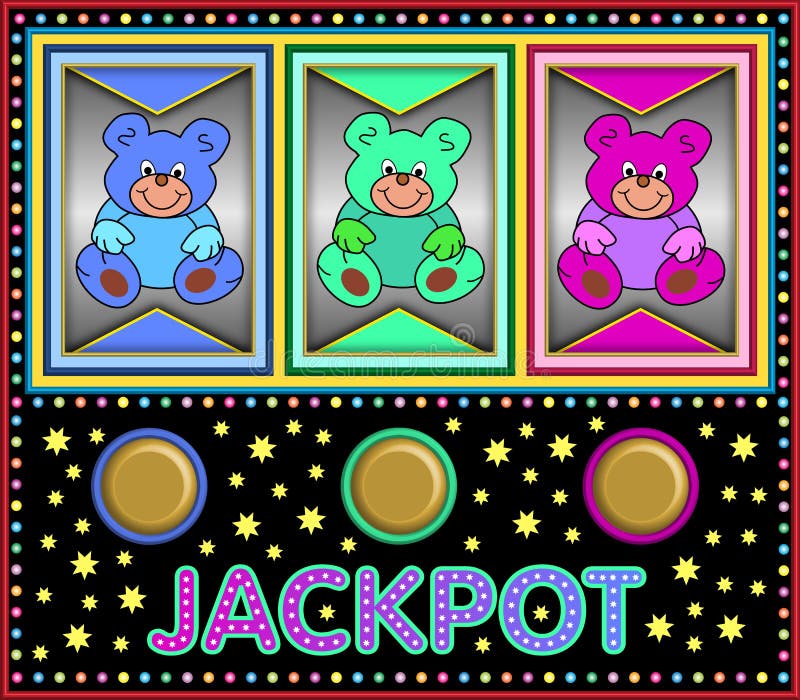 Slot Machine with Colorful Teddy Bears Stock Vector - Illustration of ...