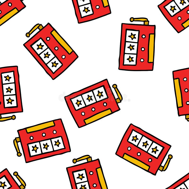 Slot Machine Seamless Doodle Pattern, Vector Illustration Stock ...