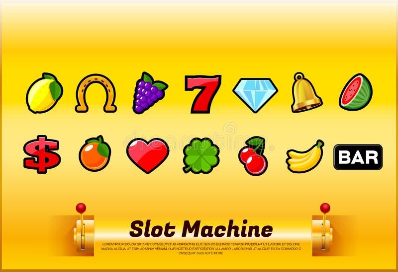 Big Set Gaming Icons of Card Symbols for Slot Machines or Casino in ...