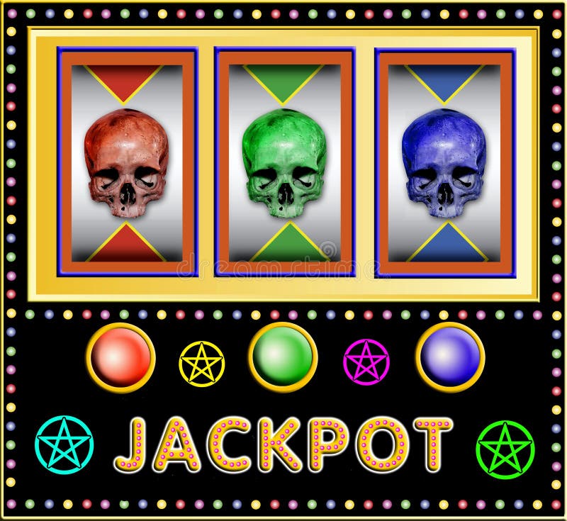Slot Machine with Three Skulls Stock Illustration - Illustration of ...