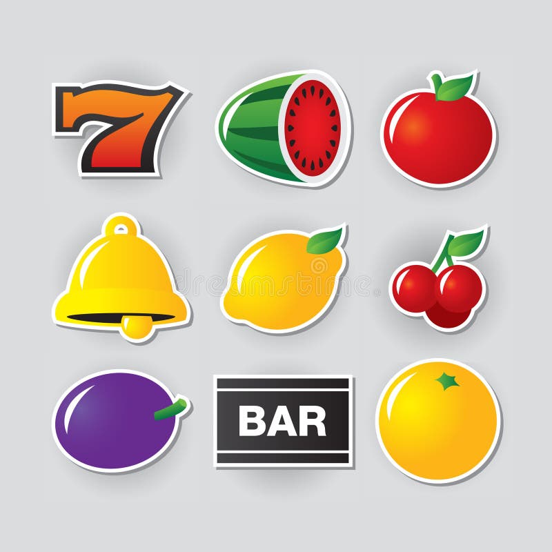 Vector Slot Machine Symbols Set Stock Vector - Illustration of lemon ...