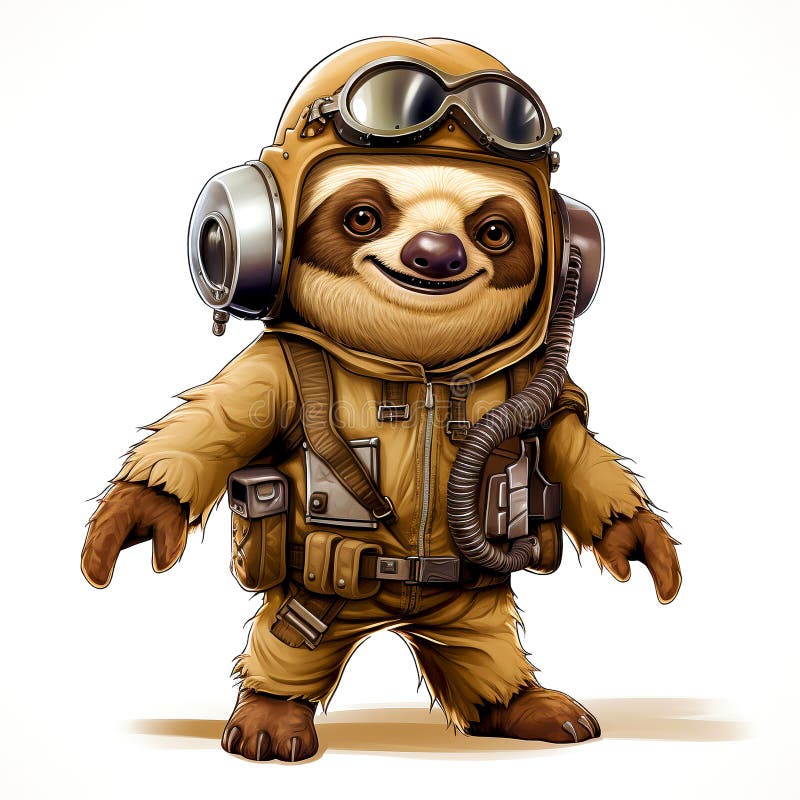 Sloth Pilot on Airplane, Cartoon Animal Aviator Stock Vector - Illustration of happy, aviator ...