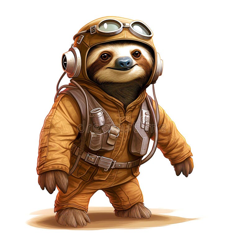 Sloth Pilot on Airplane, Cartoon Animal Aviator Stock Vector ...