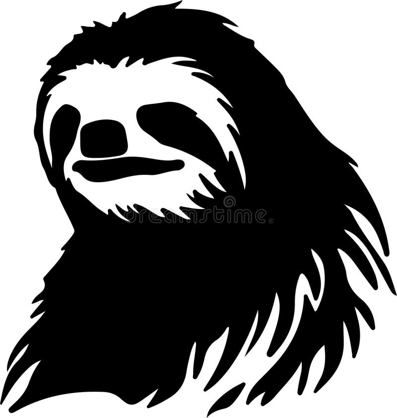 Sloth Black Silhouette Generative Ai Stock Vector - Illustration of ...