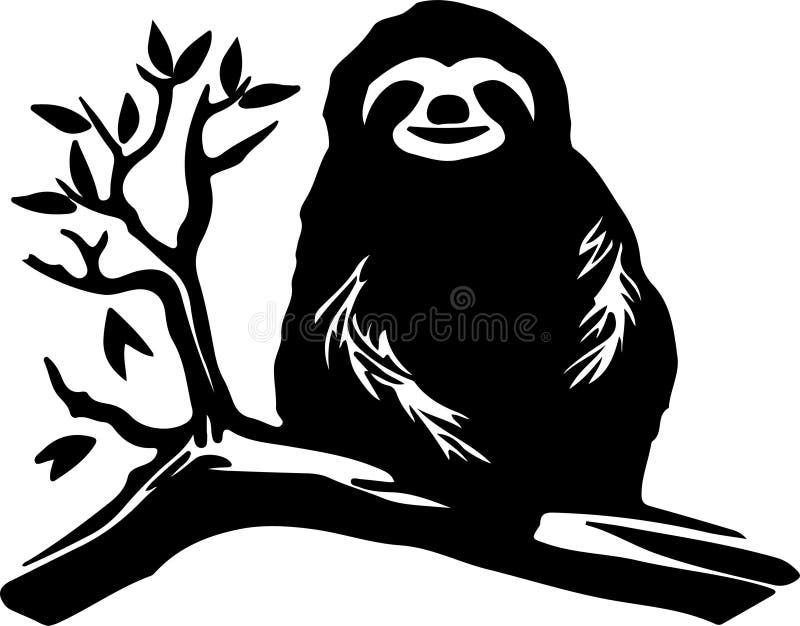 Sloth Black Silhouette Generative Ai Stock Vector - Illustration of ...