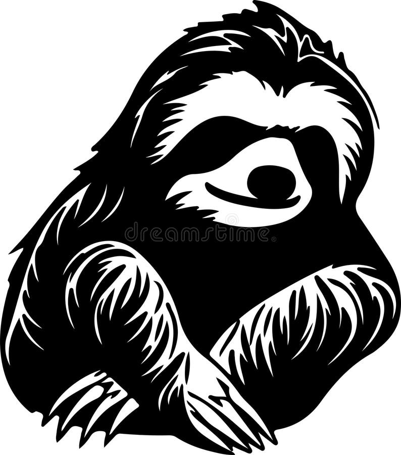 Sloth Black Silhouette Generative Ai Stock Vector - Illustration of ...