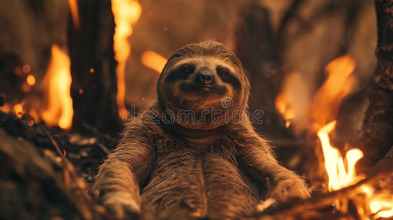 Sloth with a Calm Expression, Unaware of Danger Posed by the ...
