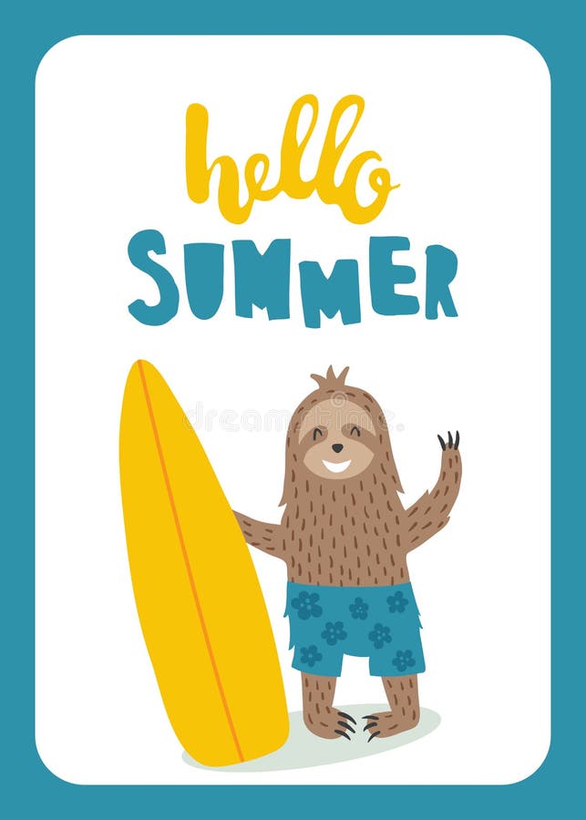 Sloth card set stock vector. Illustration of background - 126781656