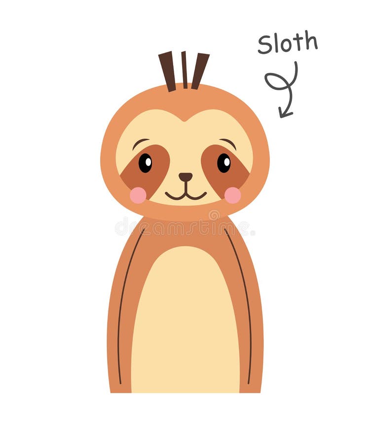Sloth . Cartoon character stock vector. Illustration of happy - 267273960