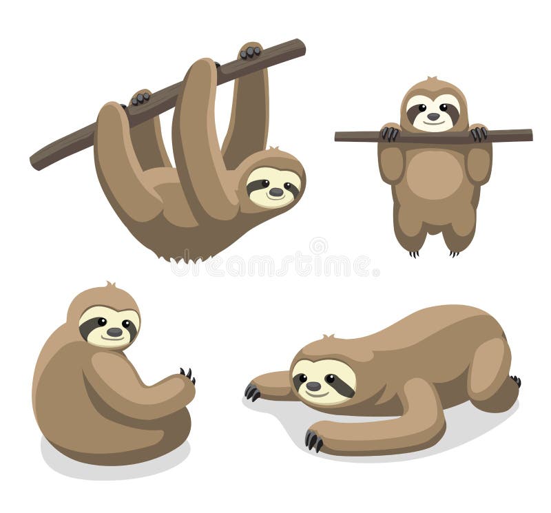 Sloth Cartoon Vector Illustration 1 Stock Vector - Illustration of ...