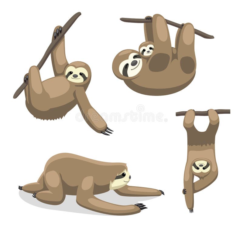 Sloth Cartoon Vector Illustration 2 Stock Vector - Illustration of ...