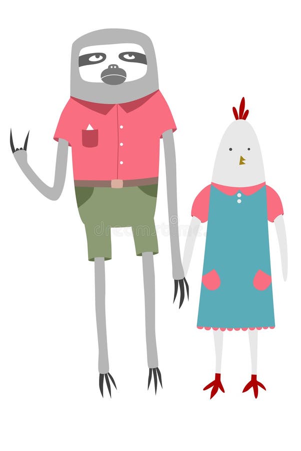 Sloth and chicken stock illustration. Illustration of pets - 51125765