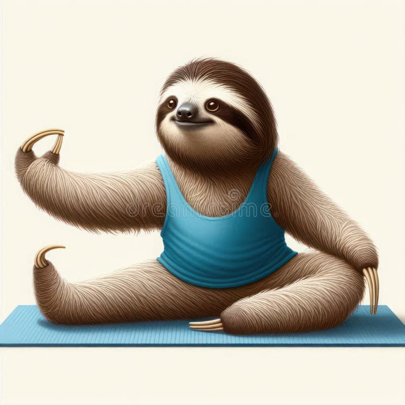 A Sloth Doing Yoga. Space for Text. Stock Illustration - Illustration ...