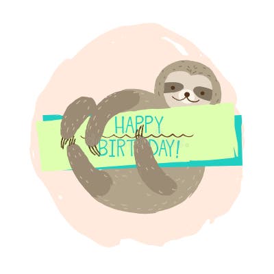 Happy Birthday Sloth Stock Illustrations – 1,445 Happy Birthday Sloth ...