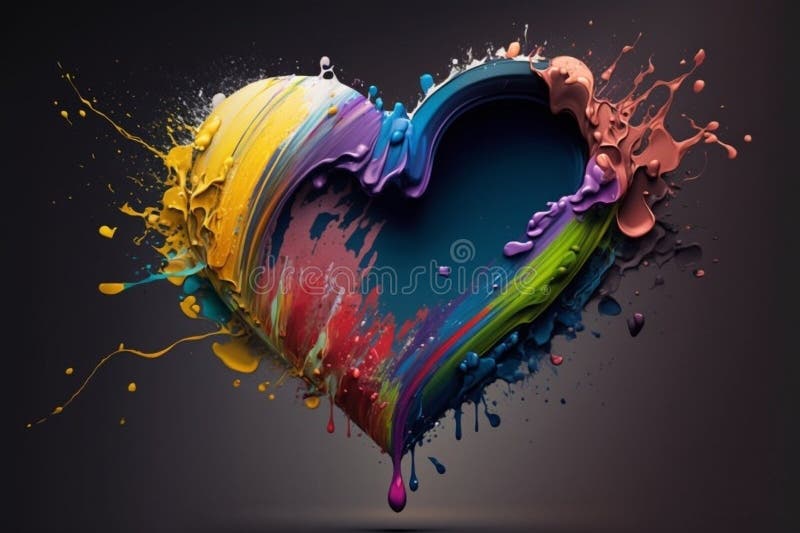 Rainbow Colored Heart with Paint Splashes Stock Illustration ...