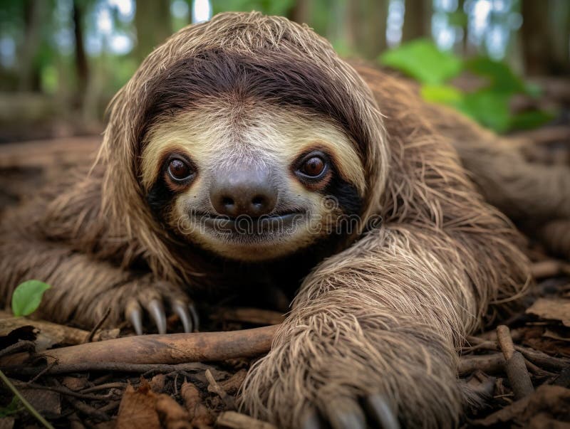 Sloth on the ground stock illustration. Illustration of slow - 293688572