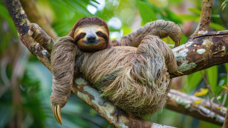A Sloth Hanging Upside Down in a Tree. Suitable for Nature and Wildlife ...