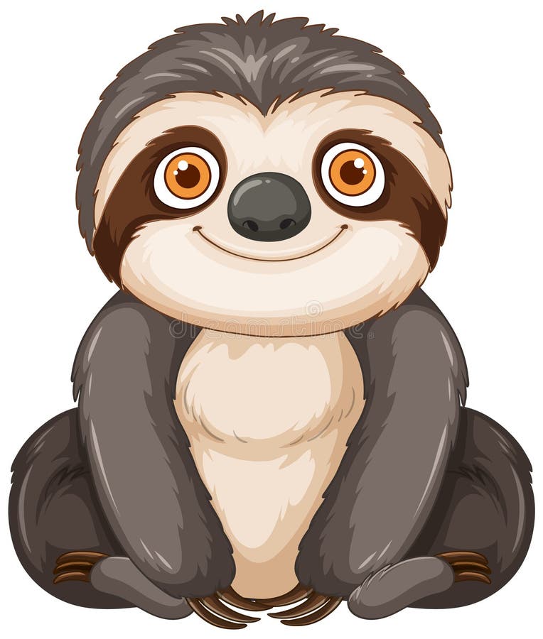 A Sloth with a Happy Expression Stock Vector - Illustration of cute ...