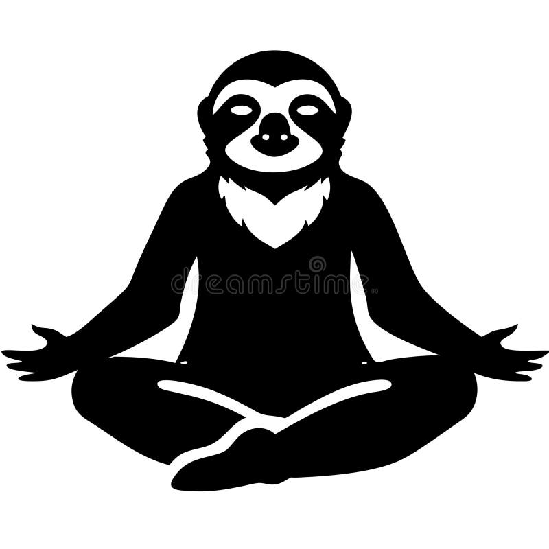 Sloth Meditation Silhouette Vector for Mindfulness and Relaxation ...