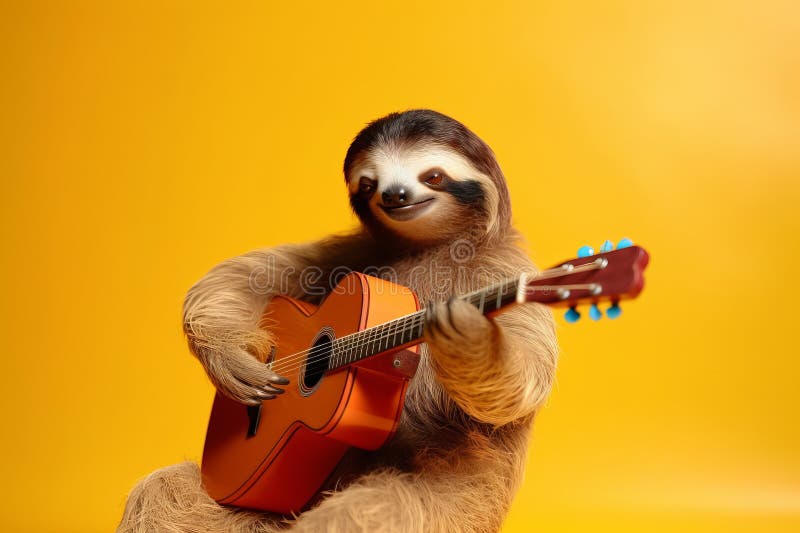 A Sloth Musician Playing Guitar in a Band. Generative Ai Stock ...