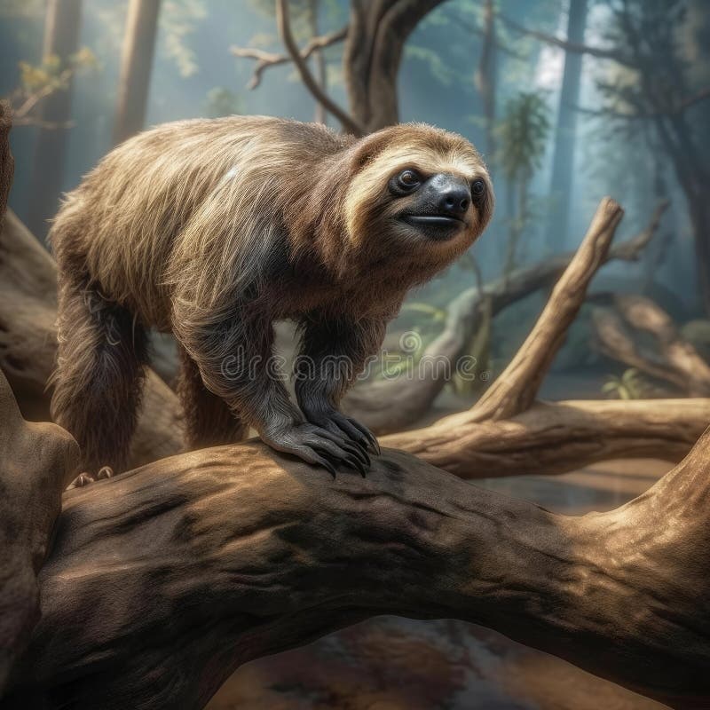 Sloth in Natural Habitat (generative AI Stock Illustration ...