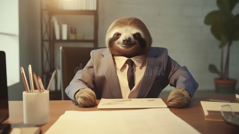Sloth Office Worker, Dressed in a Suit.Generative AI Stock Image ...