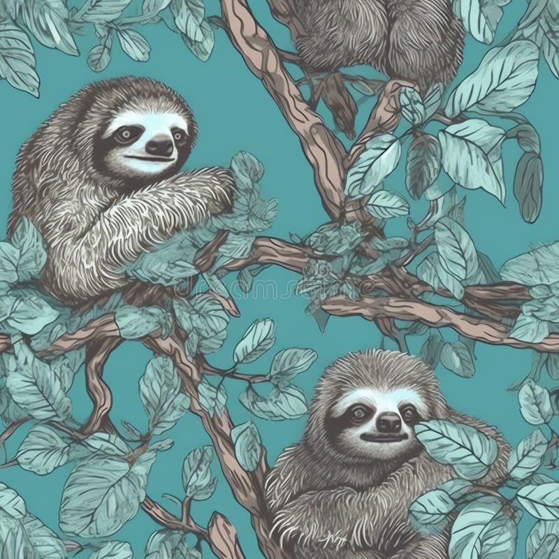 Sloth Old Paper, Vintage Digital Paper Stock Illustration ...