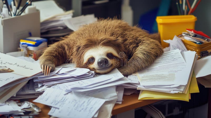 Sloth Relaxing Desk Full Papers Stock Photos - Free & Royalty-Free ...