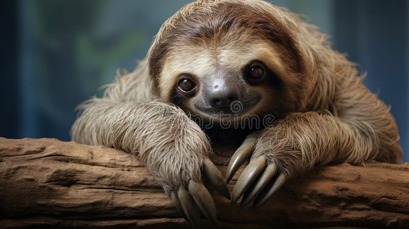 A Sloth is Resting Its Head on a Log and Smiling. Generative Ai Stock ...