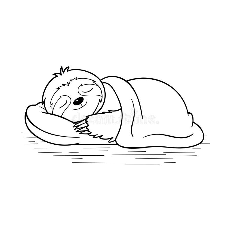 Sloth Resting Under a Cozy Blanket, with Closed Eyes and a Content ...