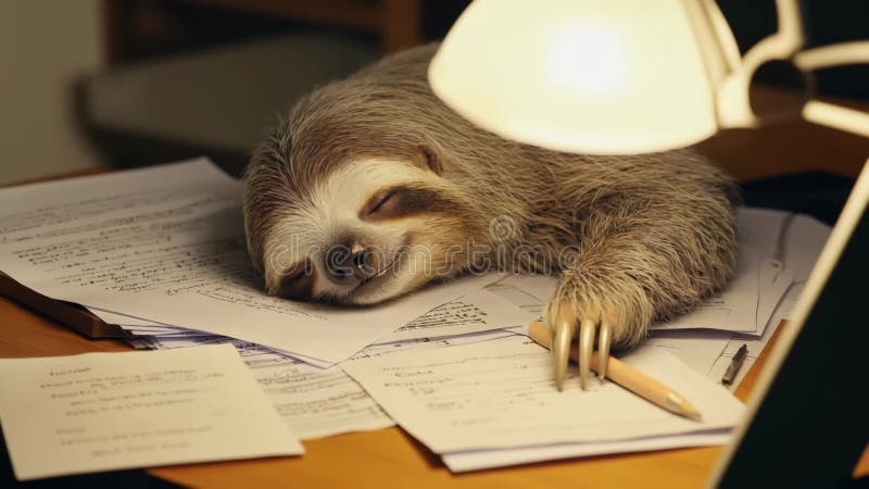 A Sloth Rests on a Pile of Papers Under a Lamp. the Sloth 股票视频 - 视频 包括有 ...