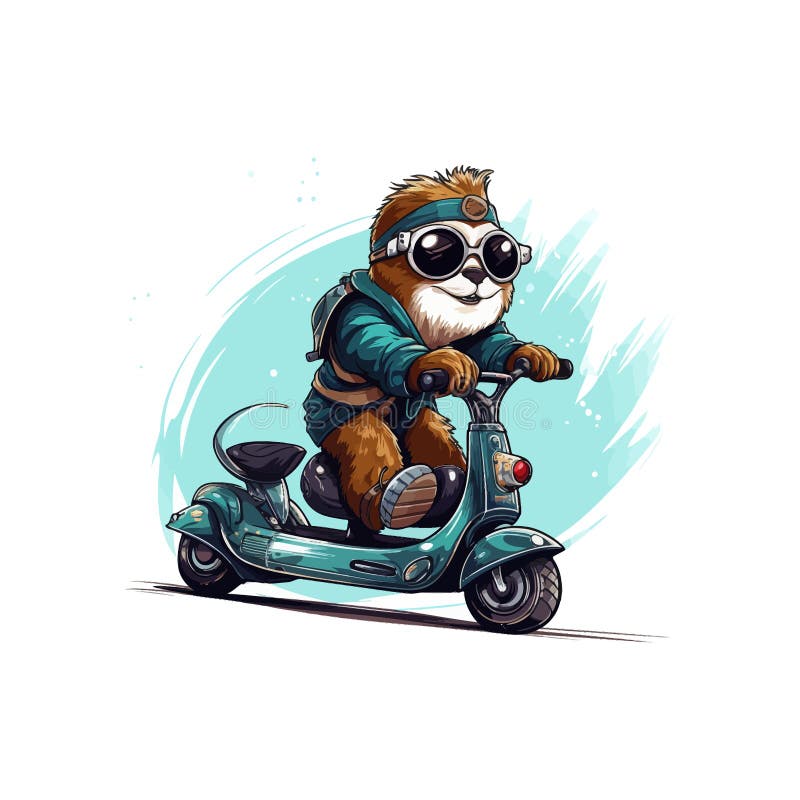 A Sloth Rides a Scooter. Vector Illustration Design Stock Illustration ...