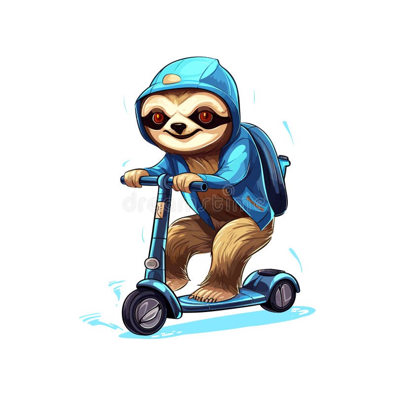 Sloth Riding Electric Scooter. Vector Illustration Design Stock ...