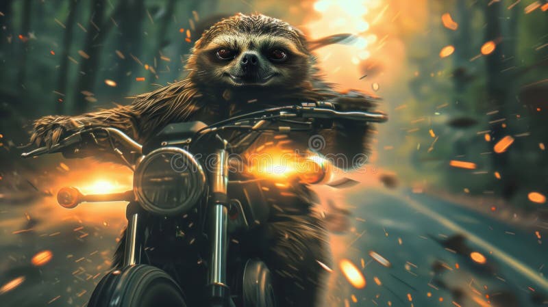 A Sloth is Riding a Motorcycle with a Helmet on Stock Image - Image of ...