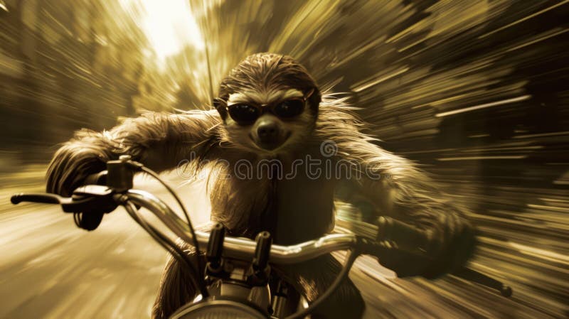 A Sloth is Riding a Motorcycle with a Helmet on Stock Image - Image of ...