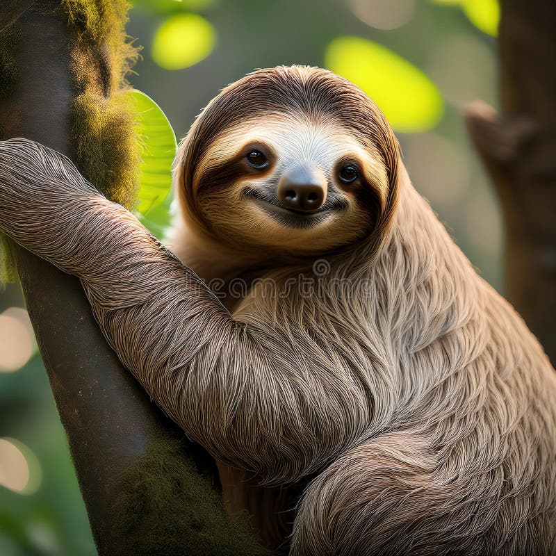 Sloth animal, AI generated stock illustration. Illustration of slow ...
