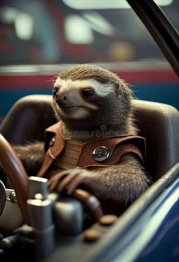 Sloth Sits in a Racing Car. AI Generated Stock Illustration ...