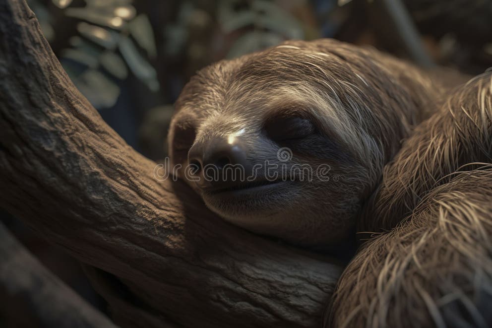 Sloth sleep. Generative AI stock illustration. Illustration of animal ...